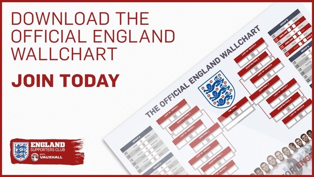 Official England Euro 2016 Wall Chart - Birmingham County FA