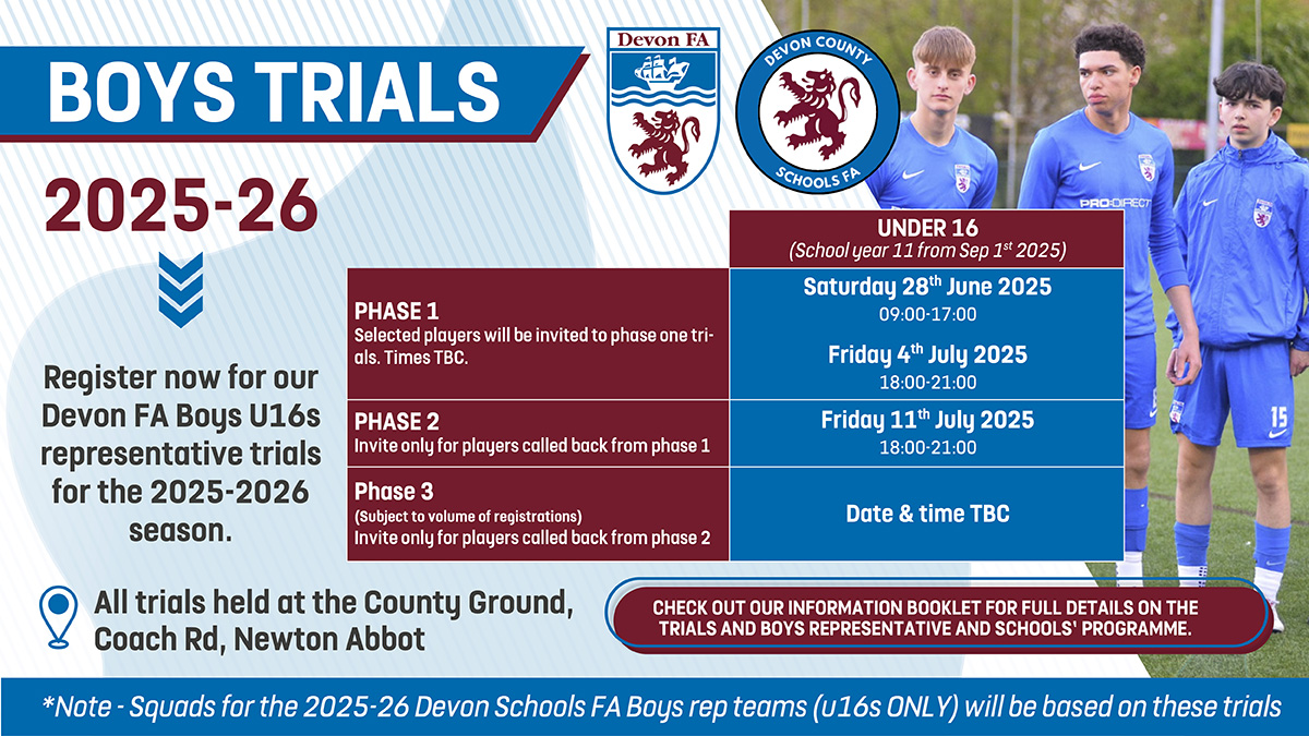 2025-26 Devon Under 16 Boys Representative Team Trials - Devon FA