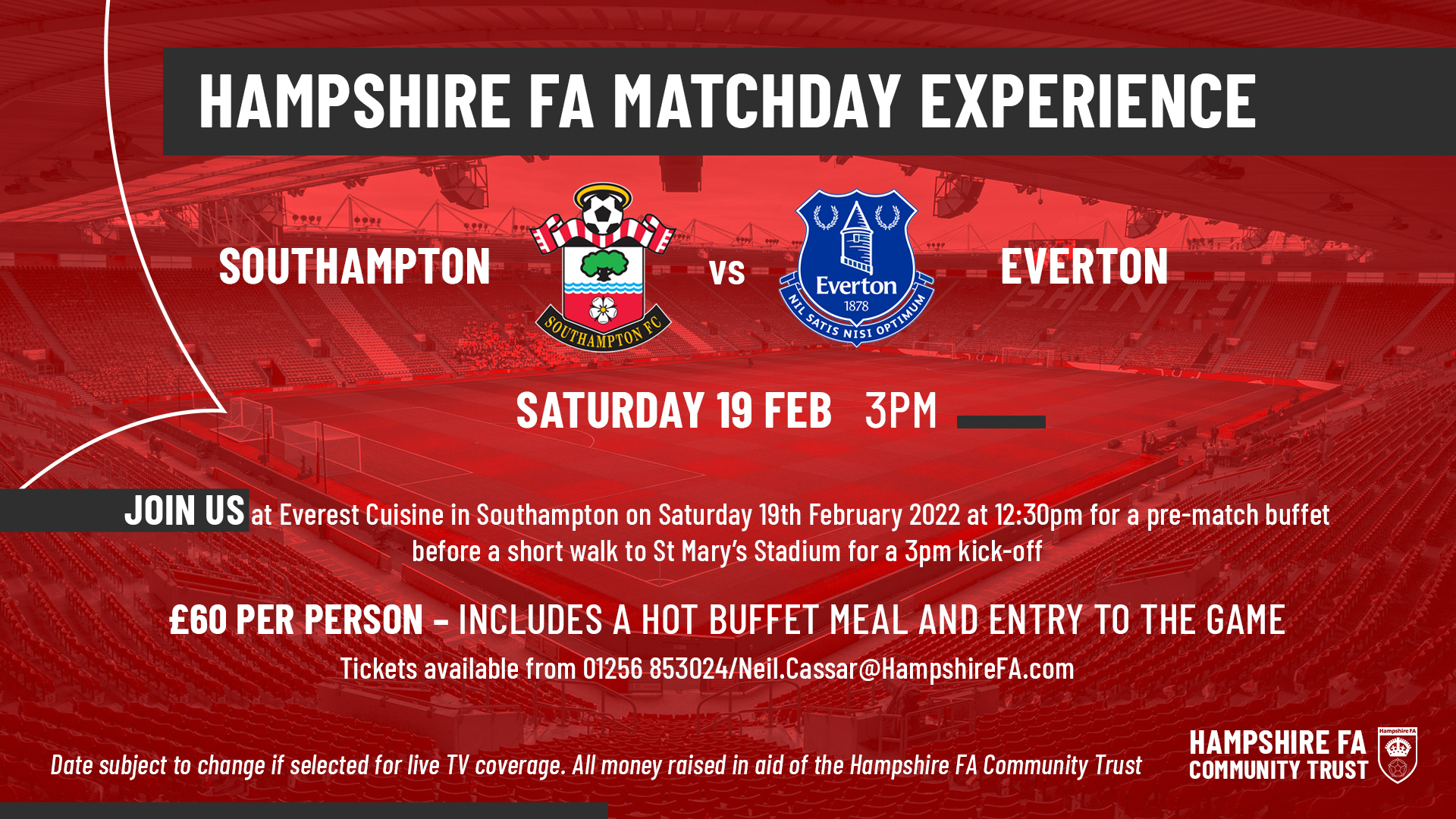 Tickets Available for Rearranged Matchday Experience - Hampshire FA