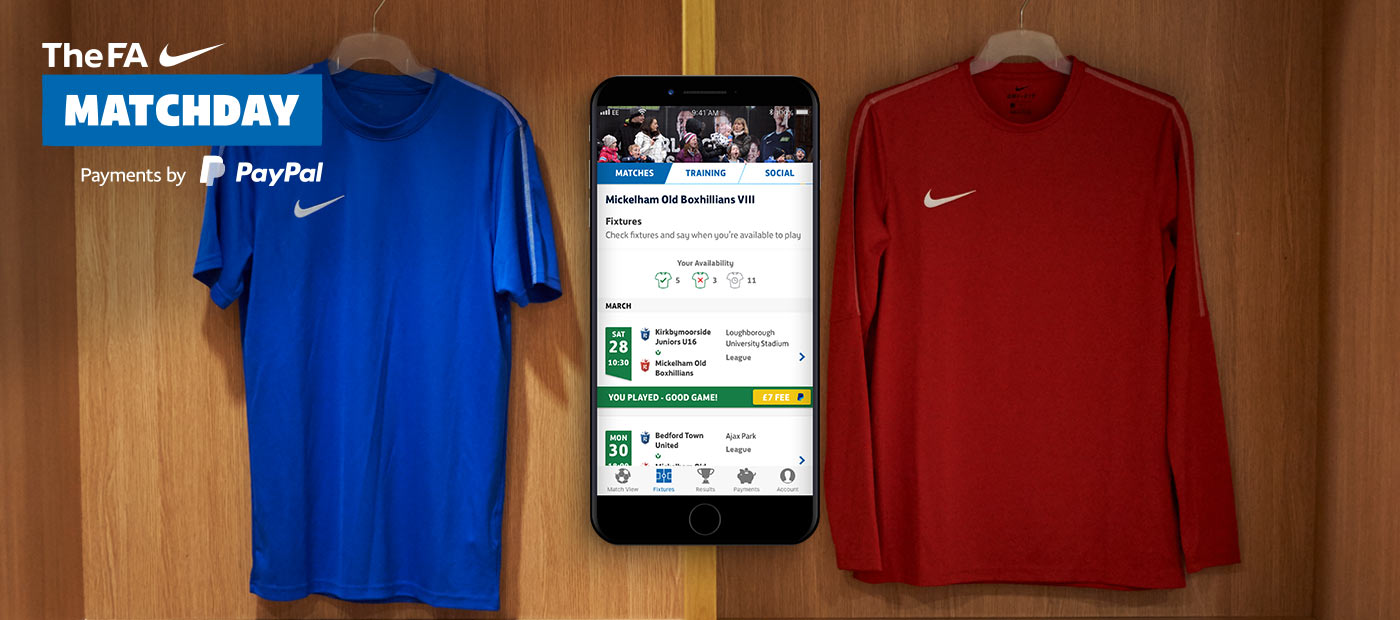 Players can pay subs via Paypal in Matchday app